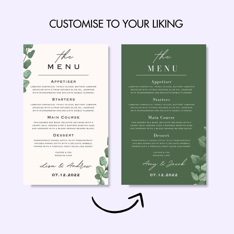 Wedding Food Menu, Editable Template Price List, Business Menu Template ...