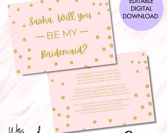 Will You Be My Bridesmaid Poem Proposal Card Template, Editable ...