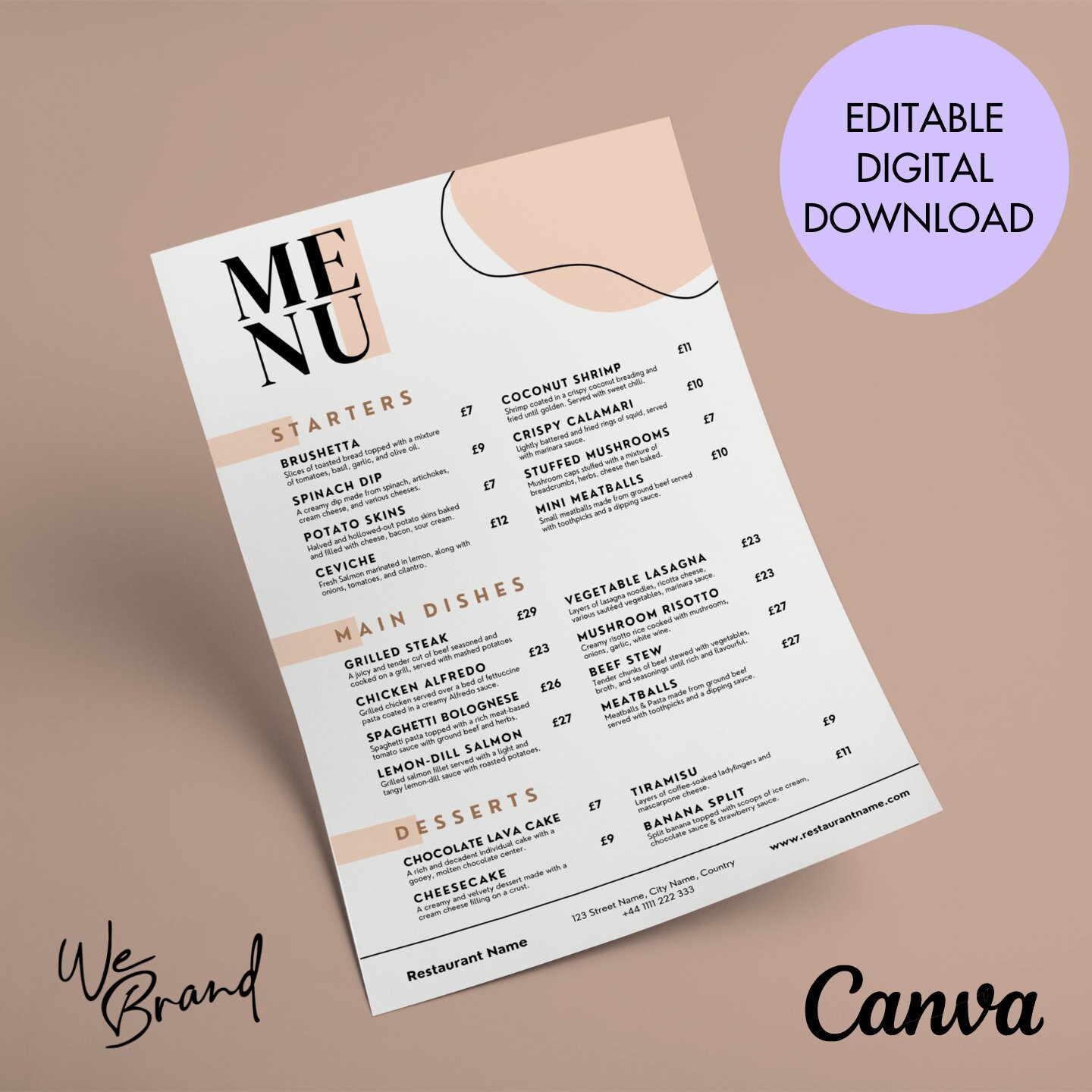 Restaurant Food Menu, Editable Template Price List, Business Menu ...