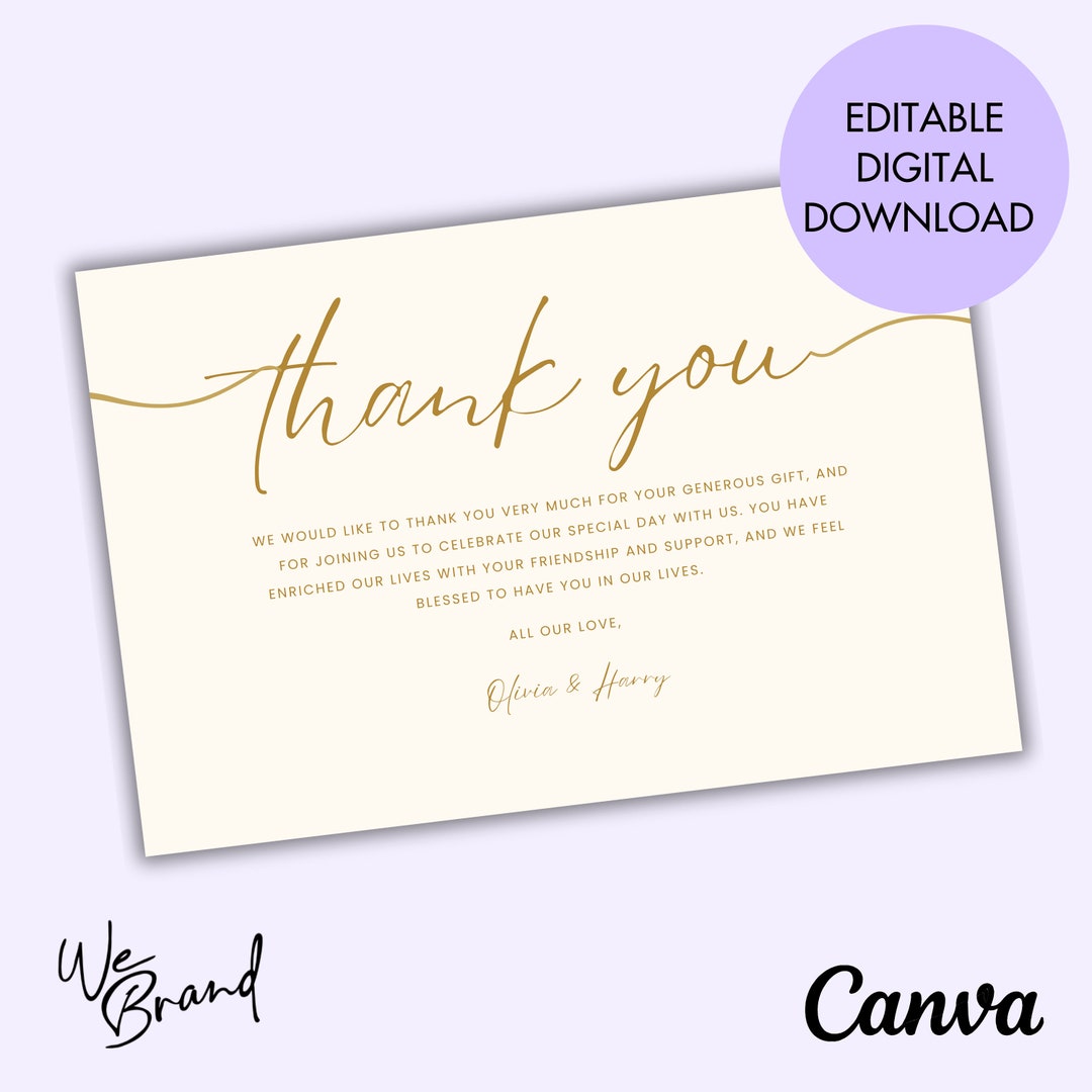 Thank You Card, Editable Canva Template, Customisable Card, Template ...