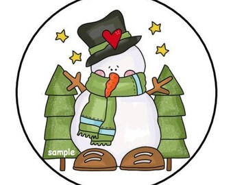 30 Cute Christmas Snowman Envelope Seals Labels Stickers 1.5 Round ...