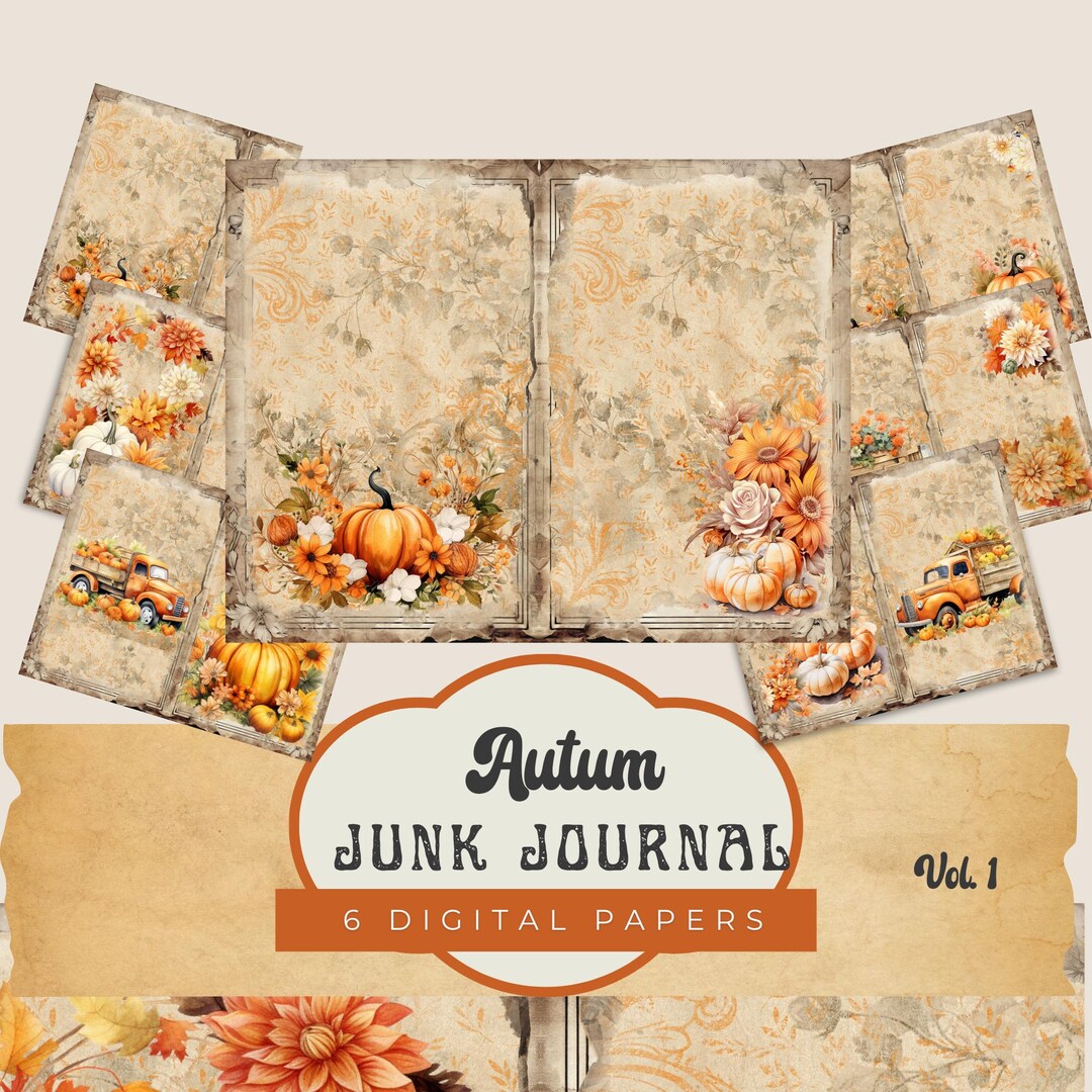 Cozy Autum Junk Journal Pages, Fall Junk Journal Paper, Digital Collage ...