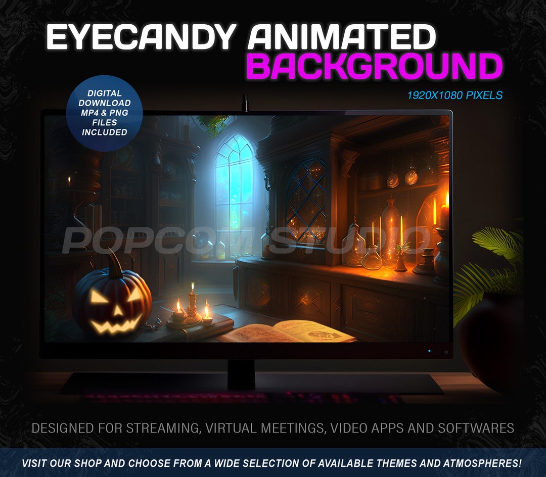 Animated Background for Streaming 1920x1080 - Magic Halloween Study ...