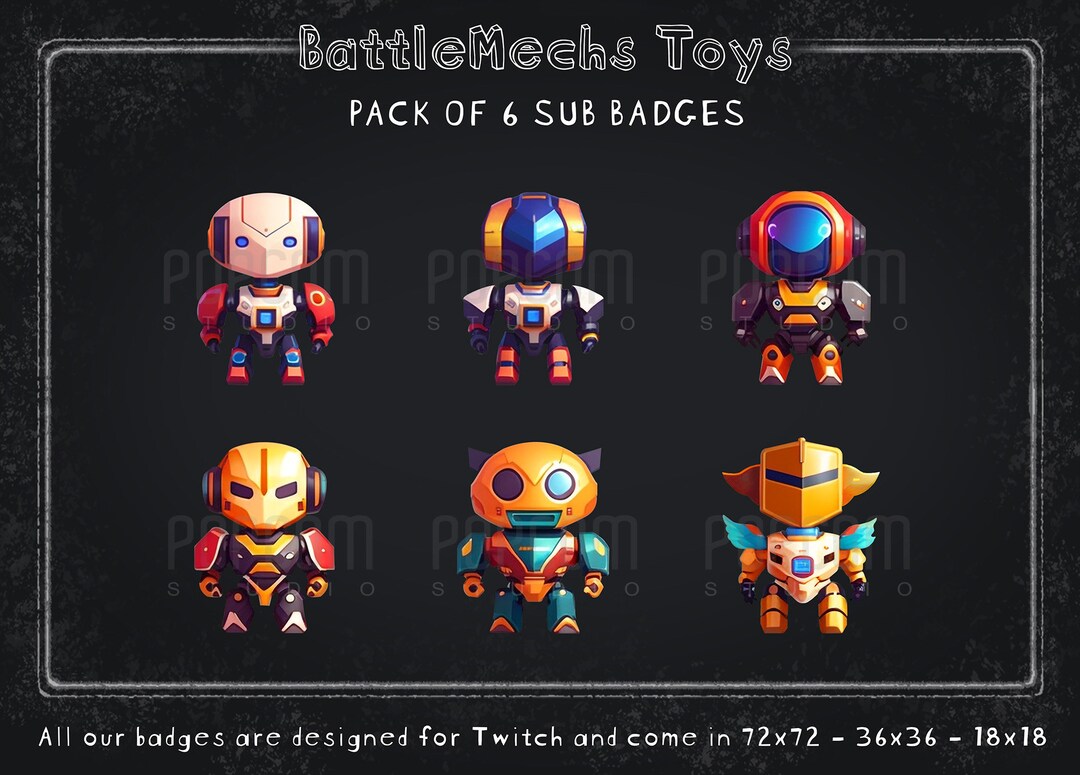 Twitch Sub Badges, Battlemechs Toys, Robot Knights (set of 6) (digital ...