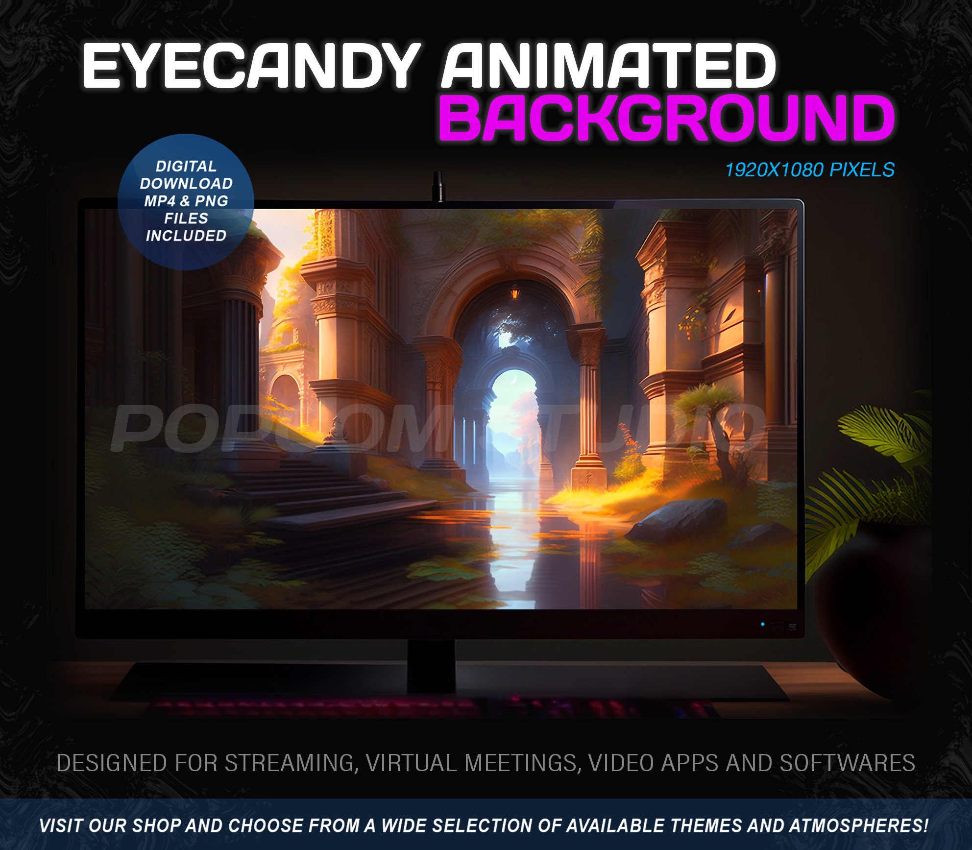 Animated Background for Streaming 1920x1080 - Enchanting Ancient Ruins ...