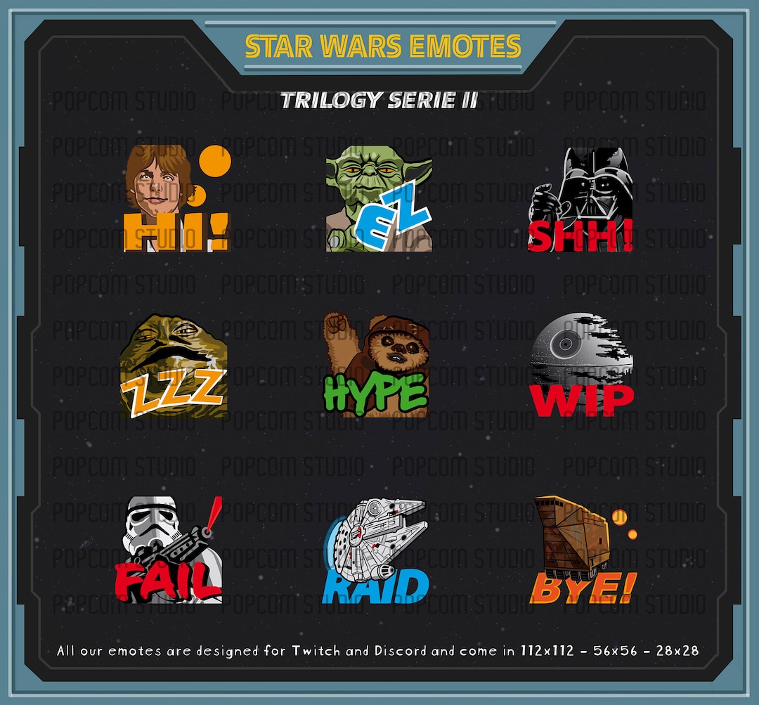 Star Wars Emotes Pack of 9 / Fan Art Illustrated Emotes - Etsy