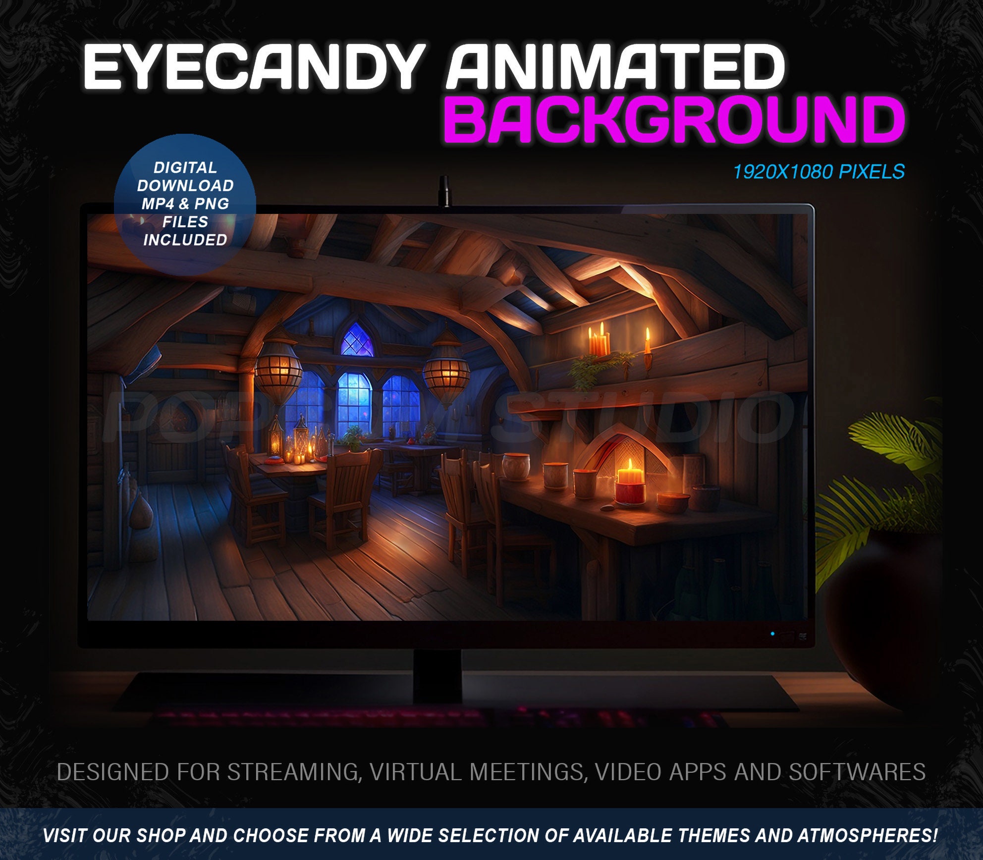 Animated Background for Streaming 1920x1080 - Cosy Medieval Tavern ...