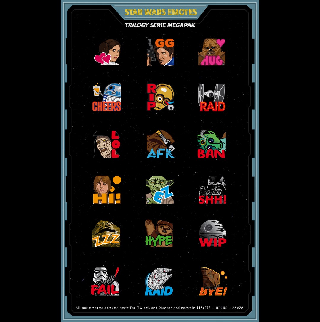 Star Wars Emotes 18er Pack / Fan Art Illustrierte Emotes - Etsy.de