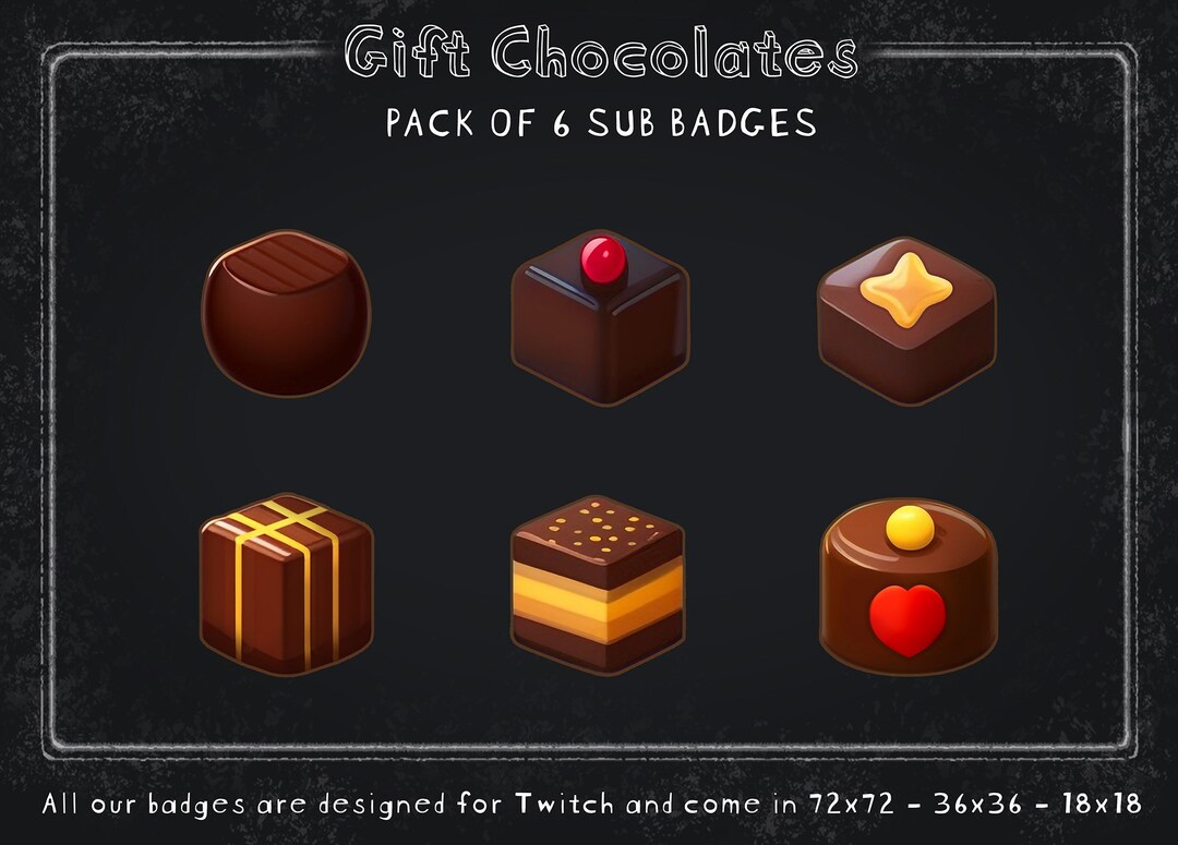 Gift Chocolates Twitch Sub Badges Pack of 6 / Colorful - Etsy