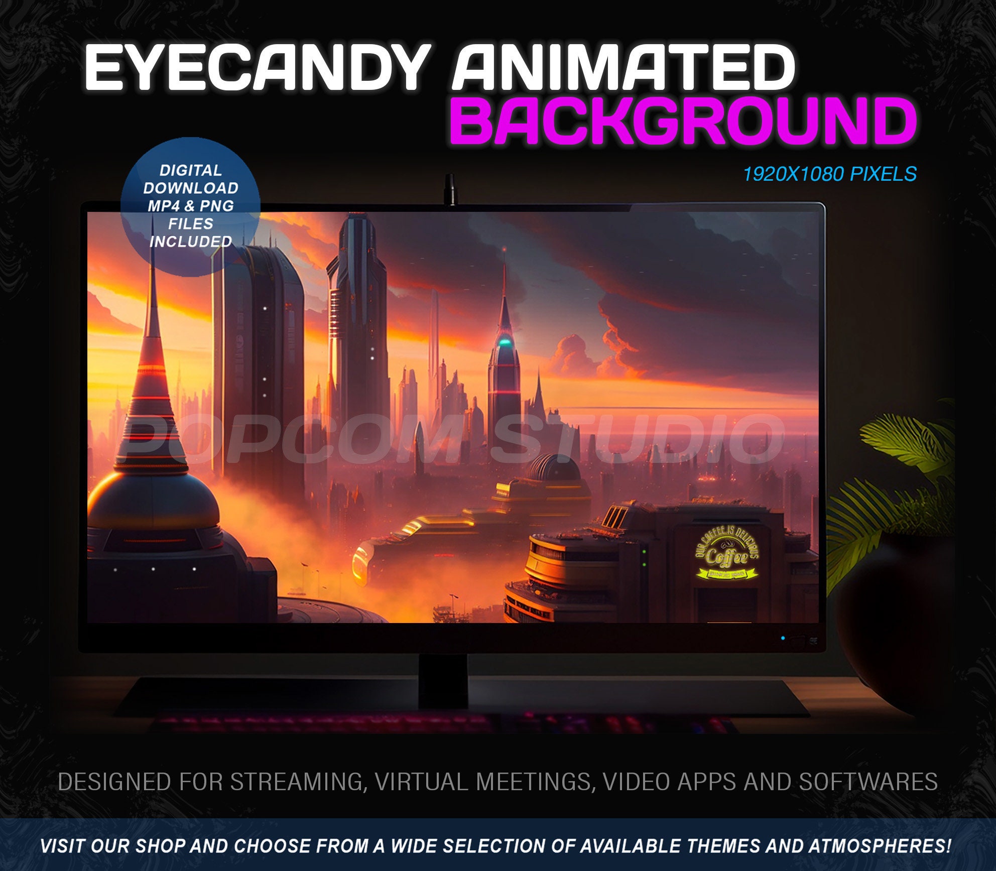 Animated Background for Streaming 1920x1080 - Sci-fi City Animated ...