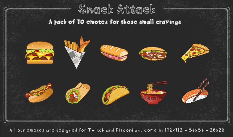 Snack and Food Emotes Pack of 10 / Illustrated Emotes - Etsy