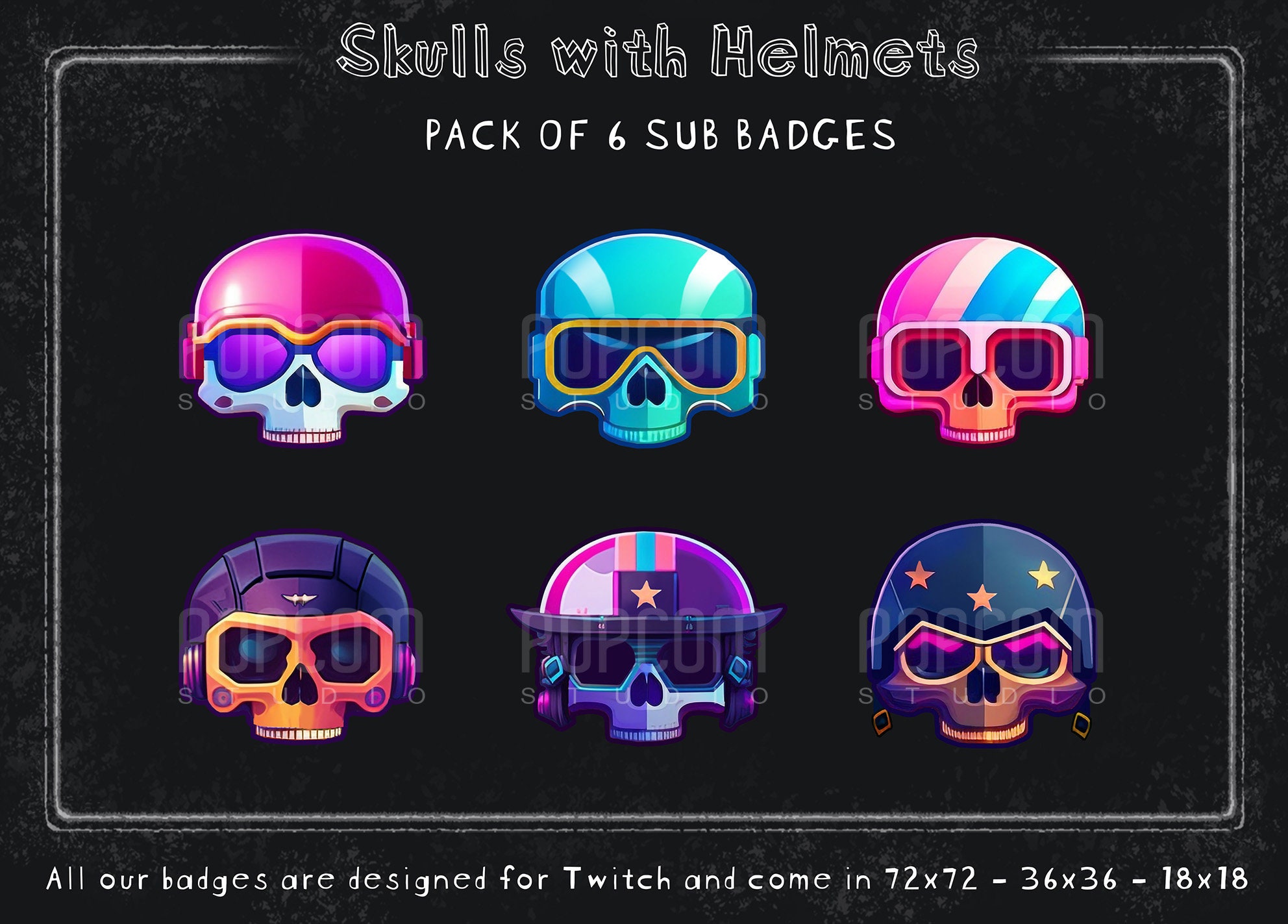 Twitch Sub Badges Skulls With Helmets / Sub Badges for Streaming - Etsy