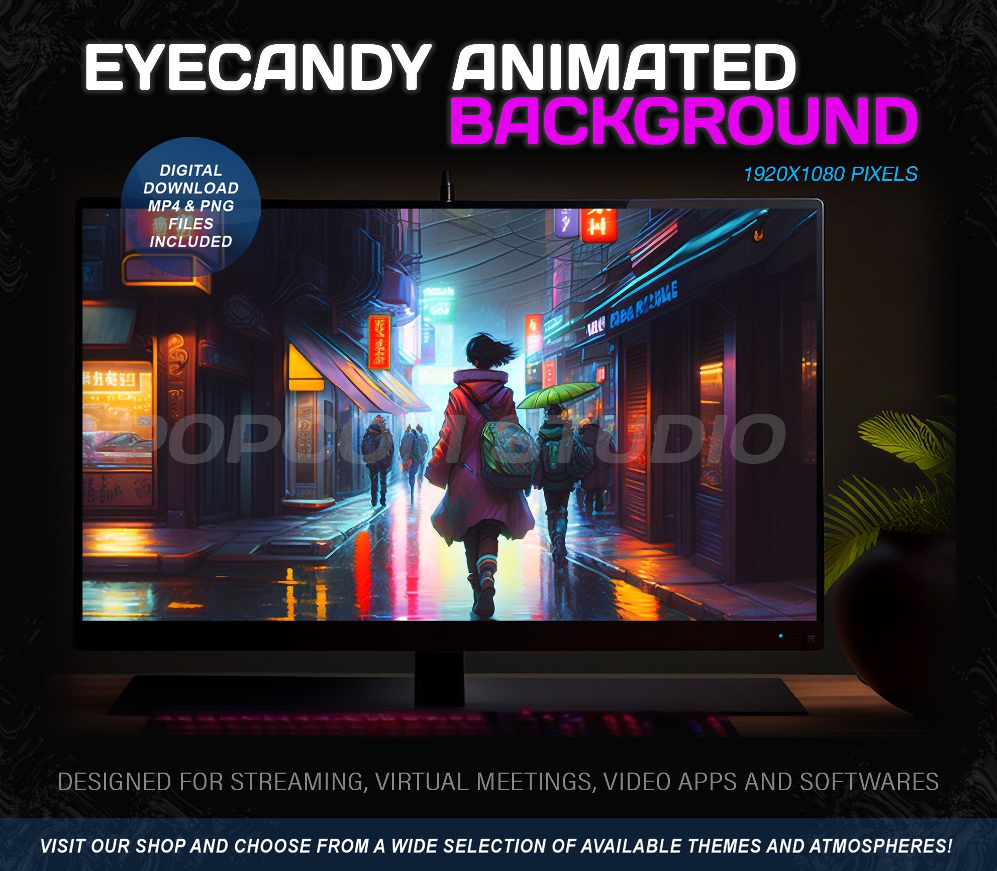 Animated Background for Streaming 1920x1080 - Neon Noir District ...