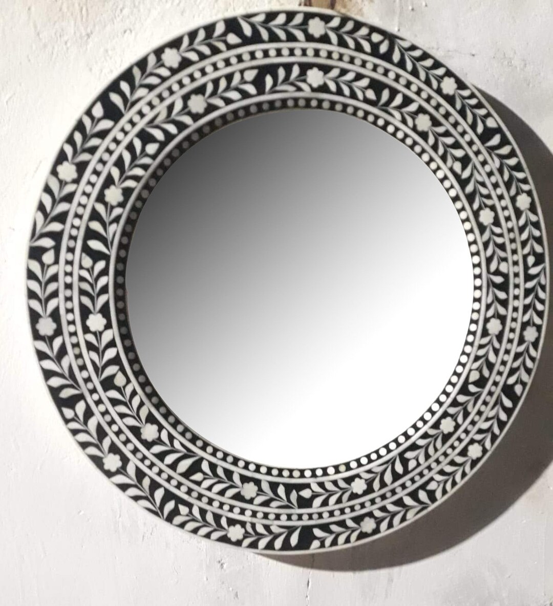 Handmade Bone Inlay Round Mirror - Etsy