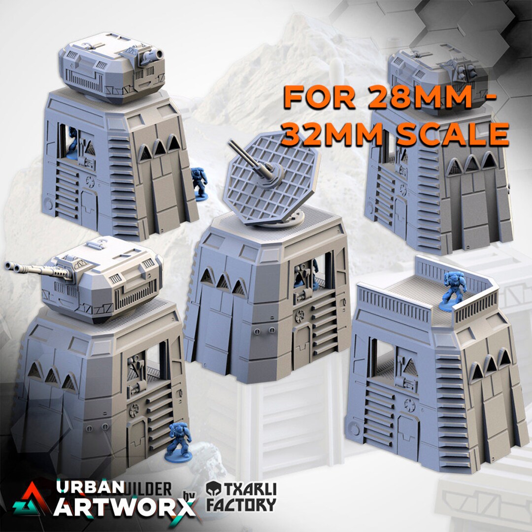 Tabletop Terrain Txarli Factory Modular Defense Turret Tabletop Terrain ...