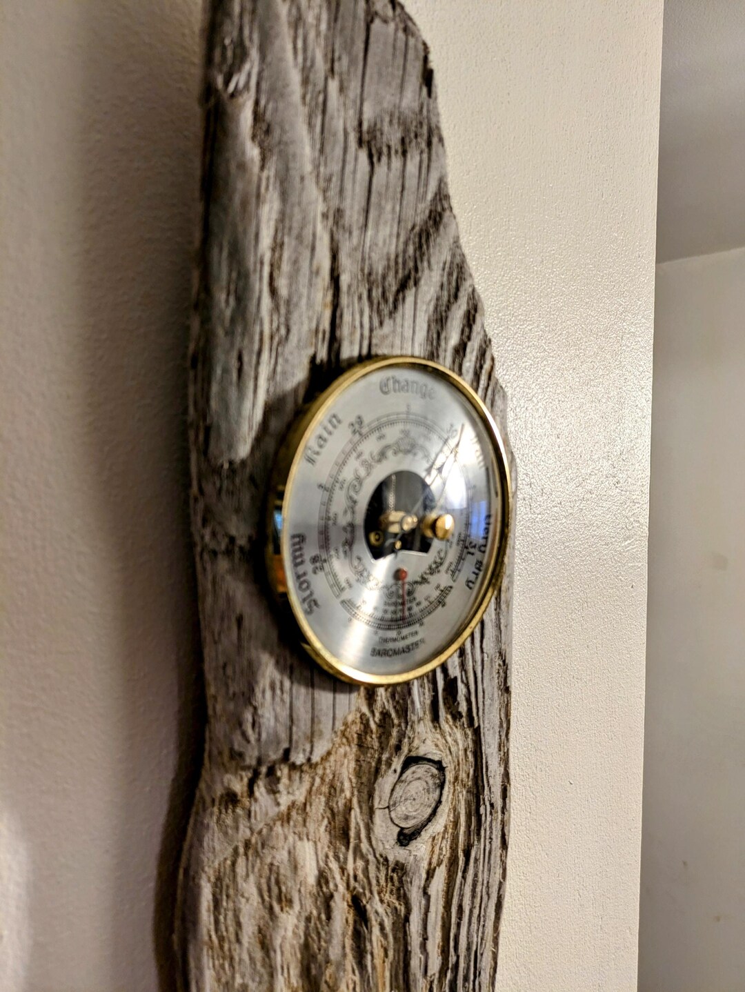 Driftwood Barometer, Rustic Driftwood Barometer, Beach Wall Art Decor ...