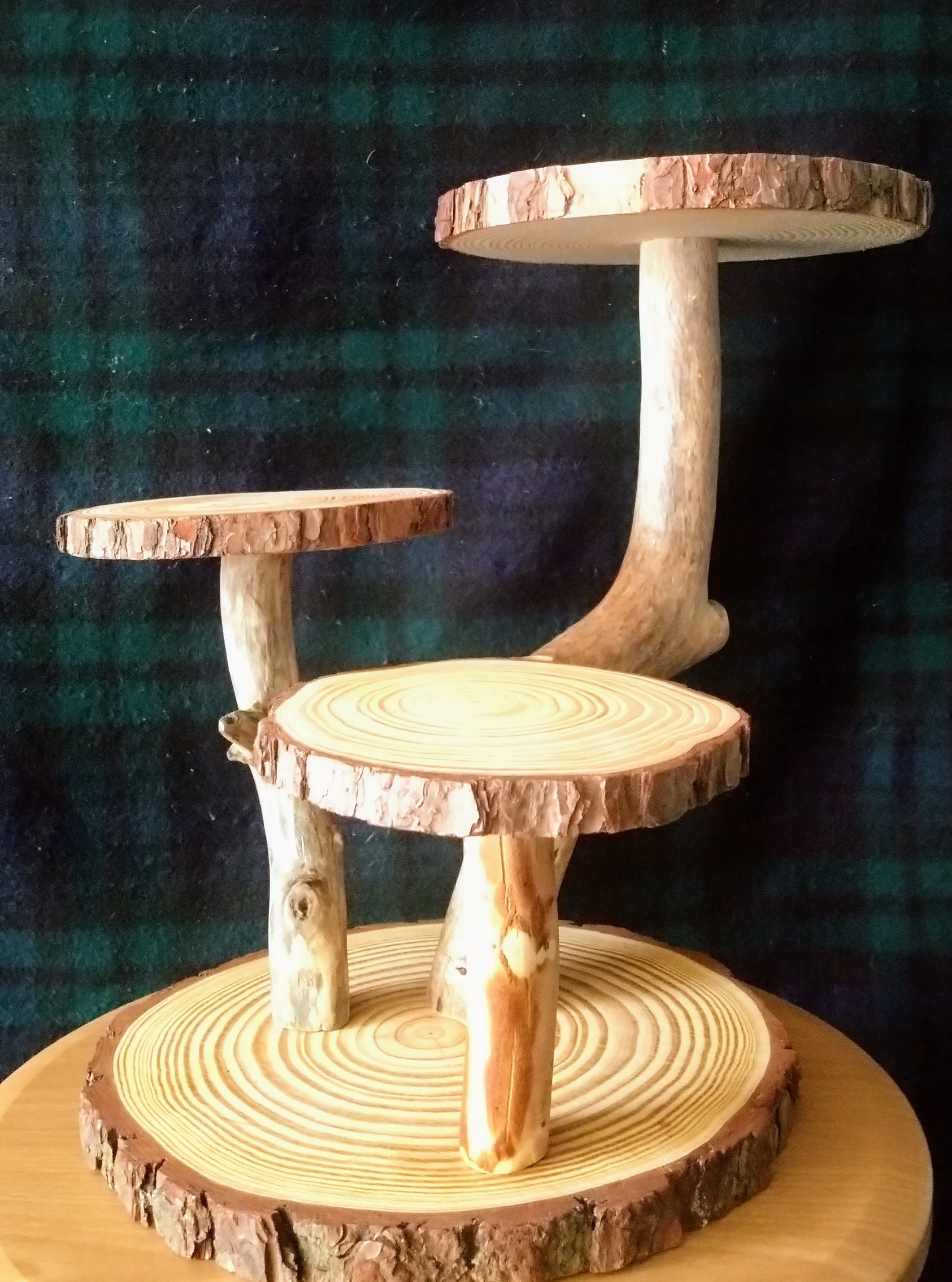 Handcrafted 4-tier Rustic Wood Wedding Cake Stand, Spruce, Oak, Birch ...