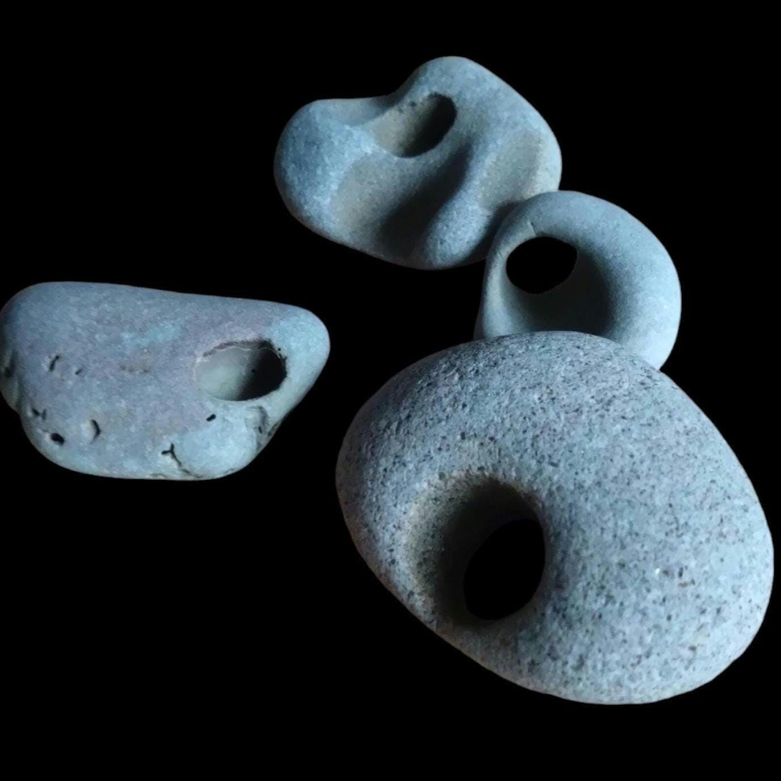 Hagstone, Set of 4 Hag Stones, Celtic Stone Pendant Set for Wiccan ...