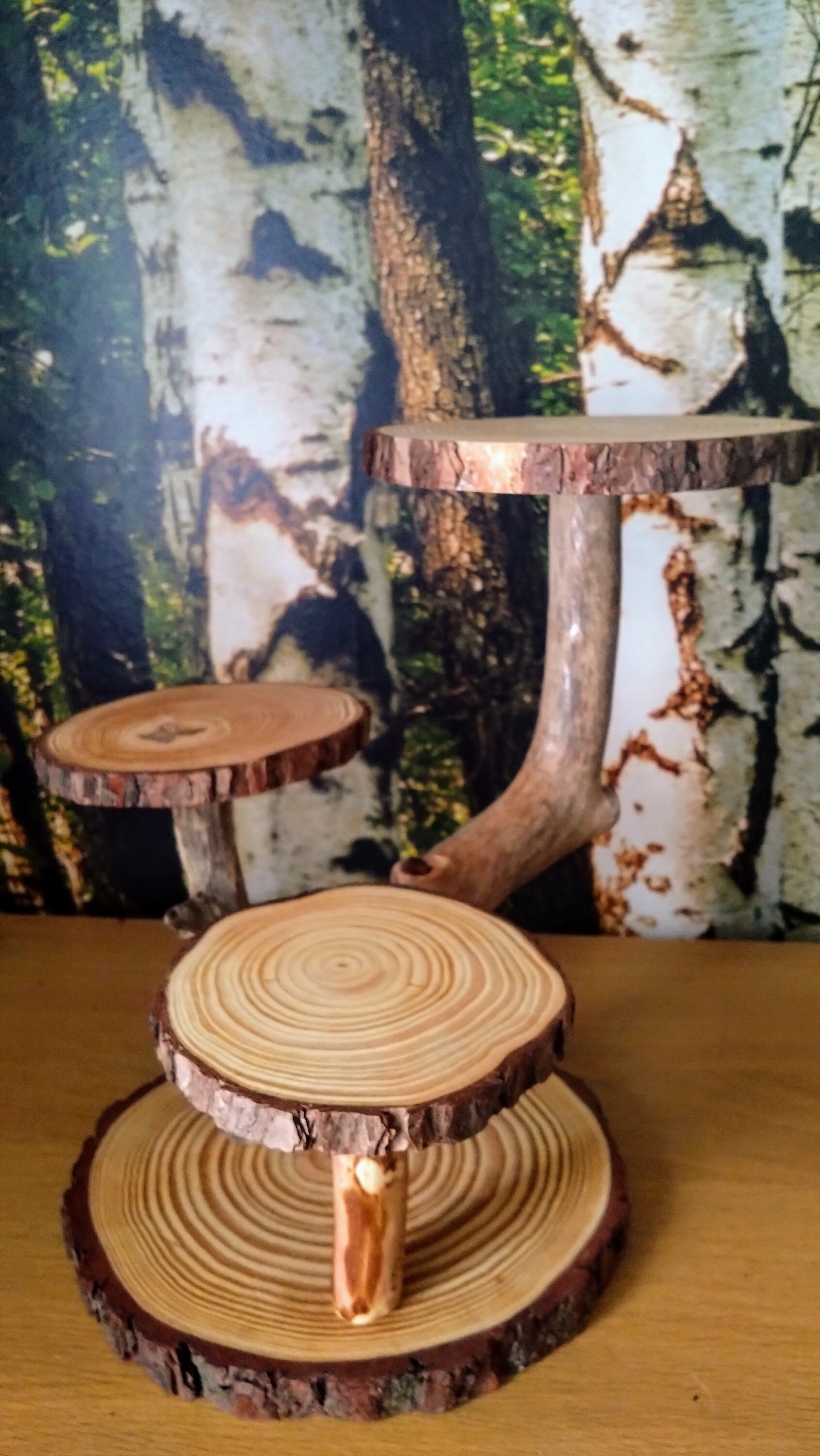 Handcrafted 4-tier Rustic Wood Wedding Cake Stand, Spruce, Oak, Birch ...