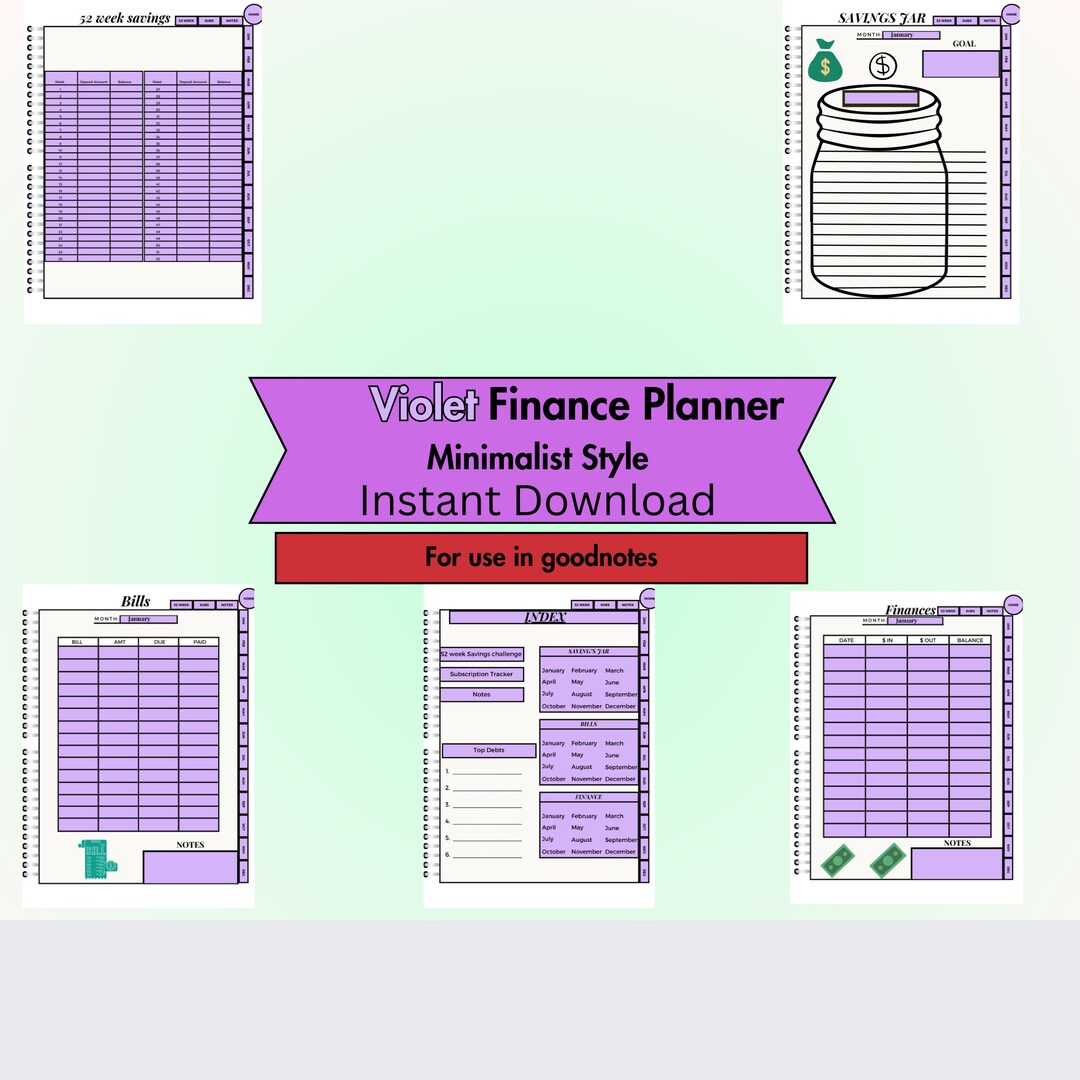 Digital Violet Financial Planner Digital Planner, Budget Tracker ...