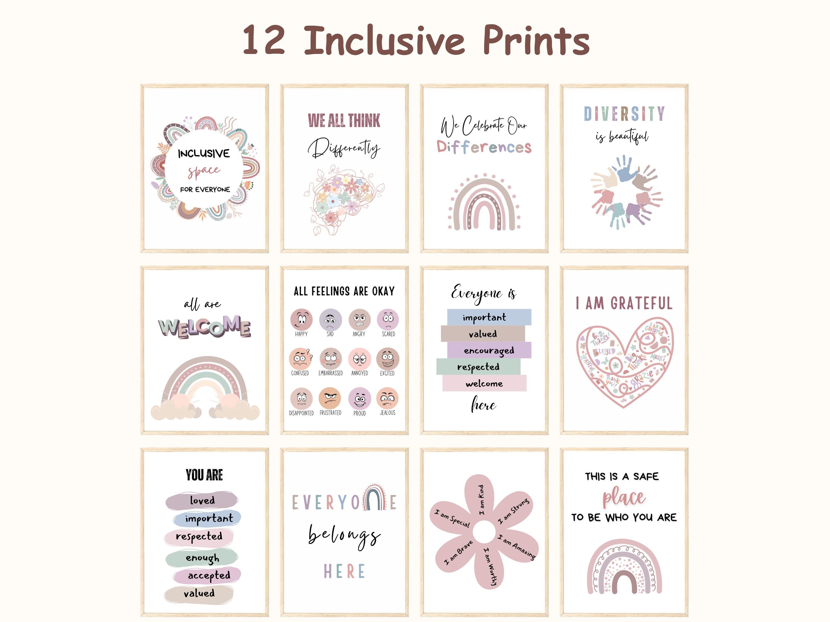 12 Inclusion Posters Inclusive Classroom Decor Prints School Counselor ...