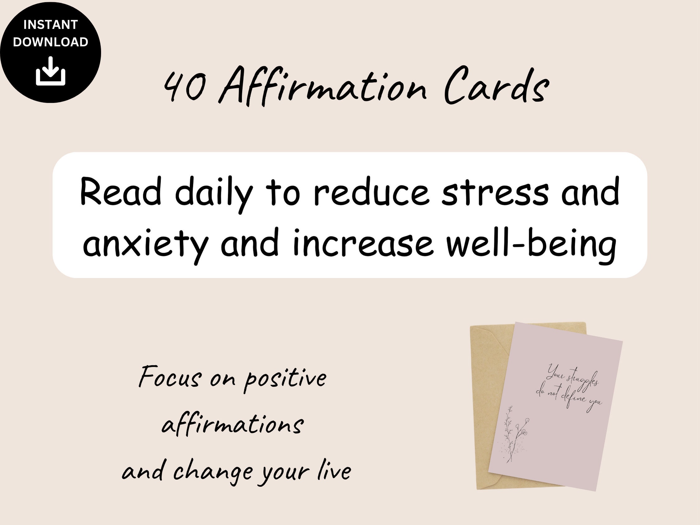 40 Affirmation Cards Positive Quote Motivation Cards Self Esteem ...