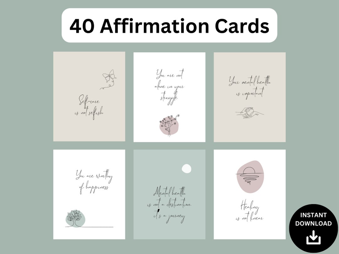 40 Affirmation Cards Positive Quote Motivation Cards Self Esteem ...