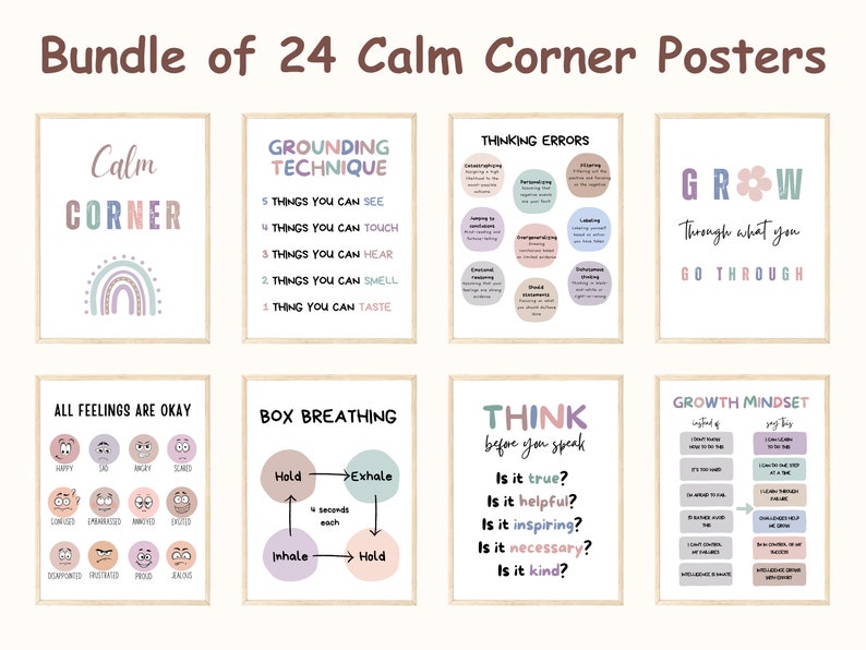 24 Calm Corner Poster Decor Calming Down Posters Emotional - Etsy