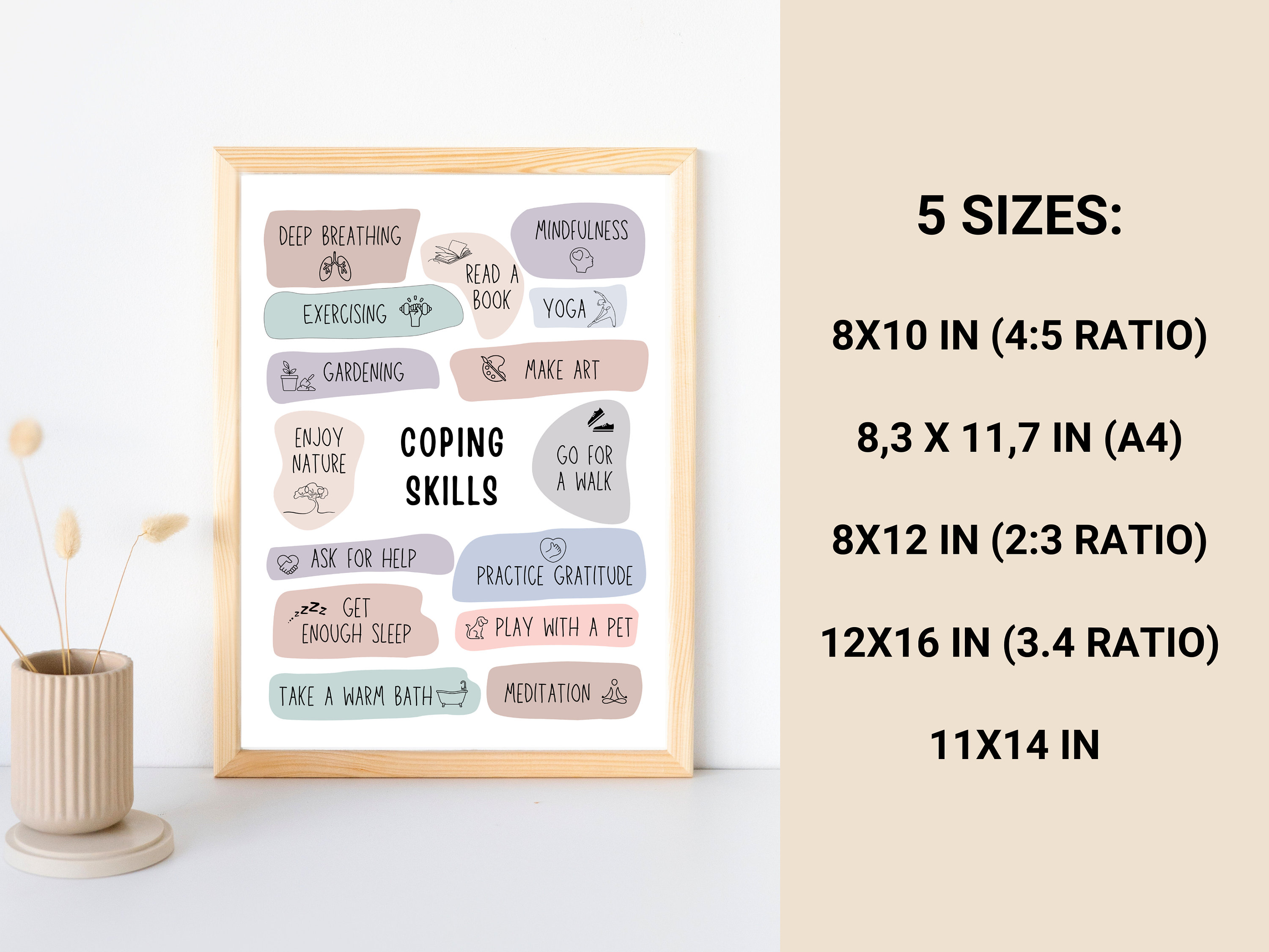 Coping Skills Poster Counseling Posters Social Worker Decor School ...