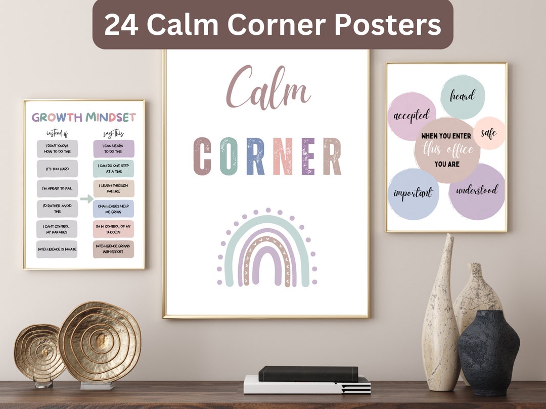 24 Calm Corner Poster Decor Calming Down Posters Emotional Regulation ...