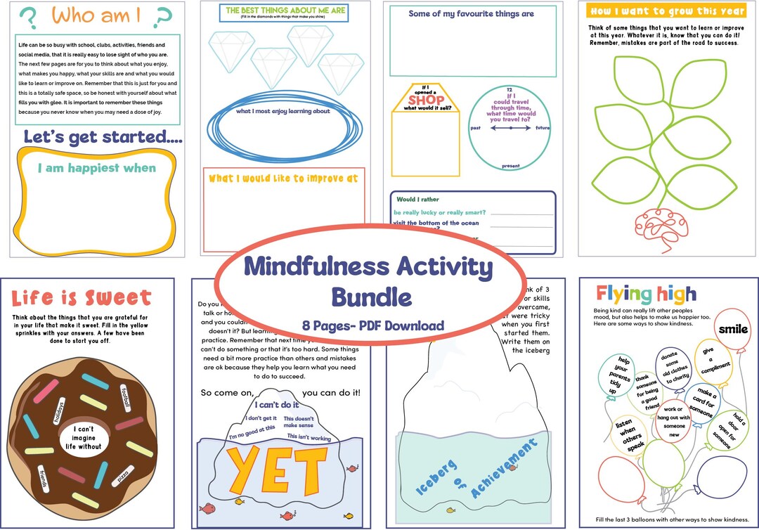 Kids Mindfulness Activity Bundle | Growth Mindset, Gratitude, Kindness ...