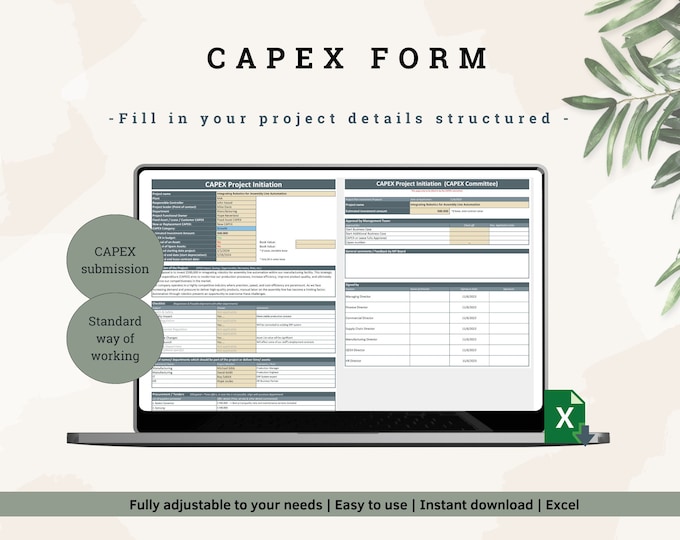CAPEX Submission Form: Project Initiation Excel Template - Etsy