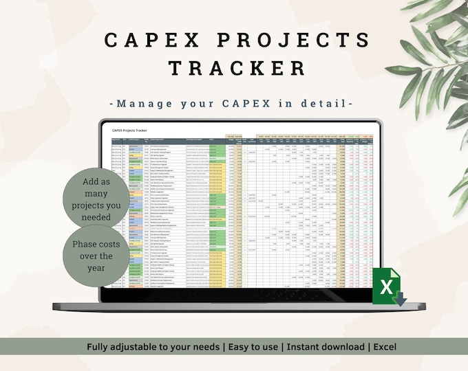 CAPEX Project Tracker: Business Excel Template (digital Download) - Etsy