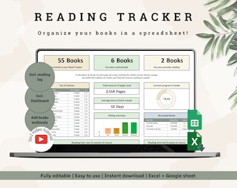 Reading Tracker, Ultimate Book Tracker Template, Track Your Reading, Reading Log, Book Journal ...