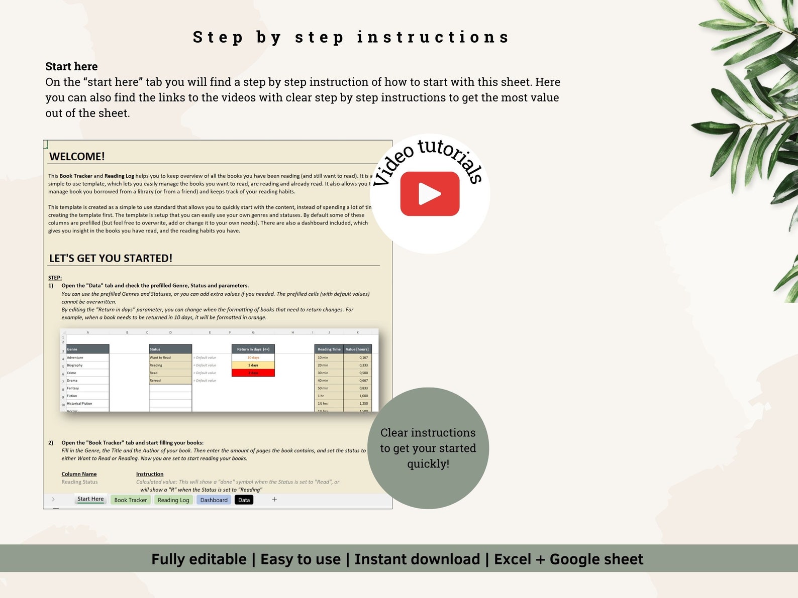 Book Tracker | Reading Tracker | Organize Your Digital Bookcase | Excel ...