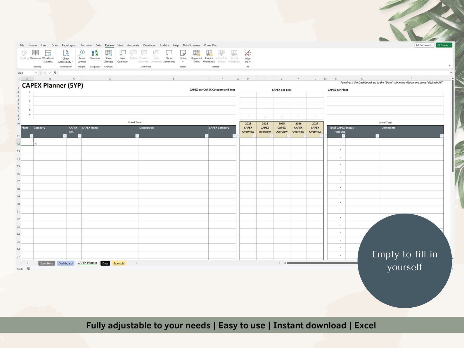CAPEX Planner: 5-year Business Excel Template (capex Forecast) - Etsy