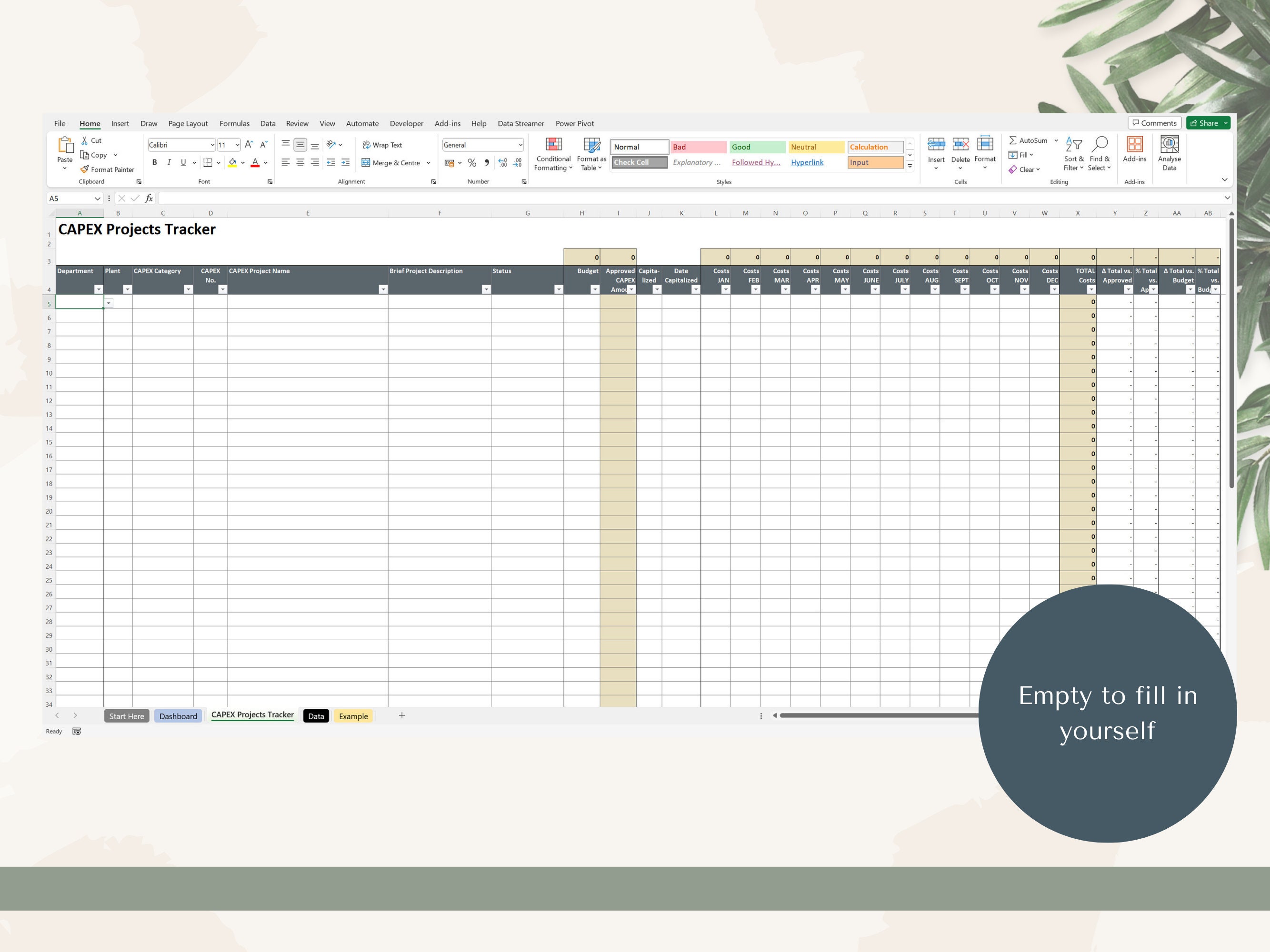 CAPEX Project Tracker: Business Excel Template (digital Download) - Etsy