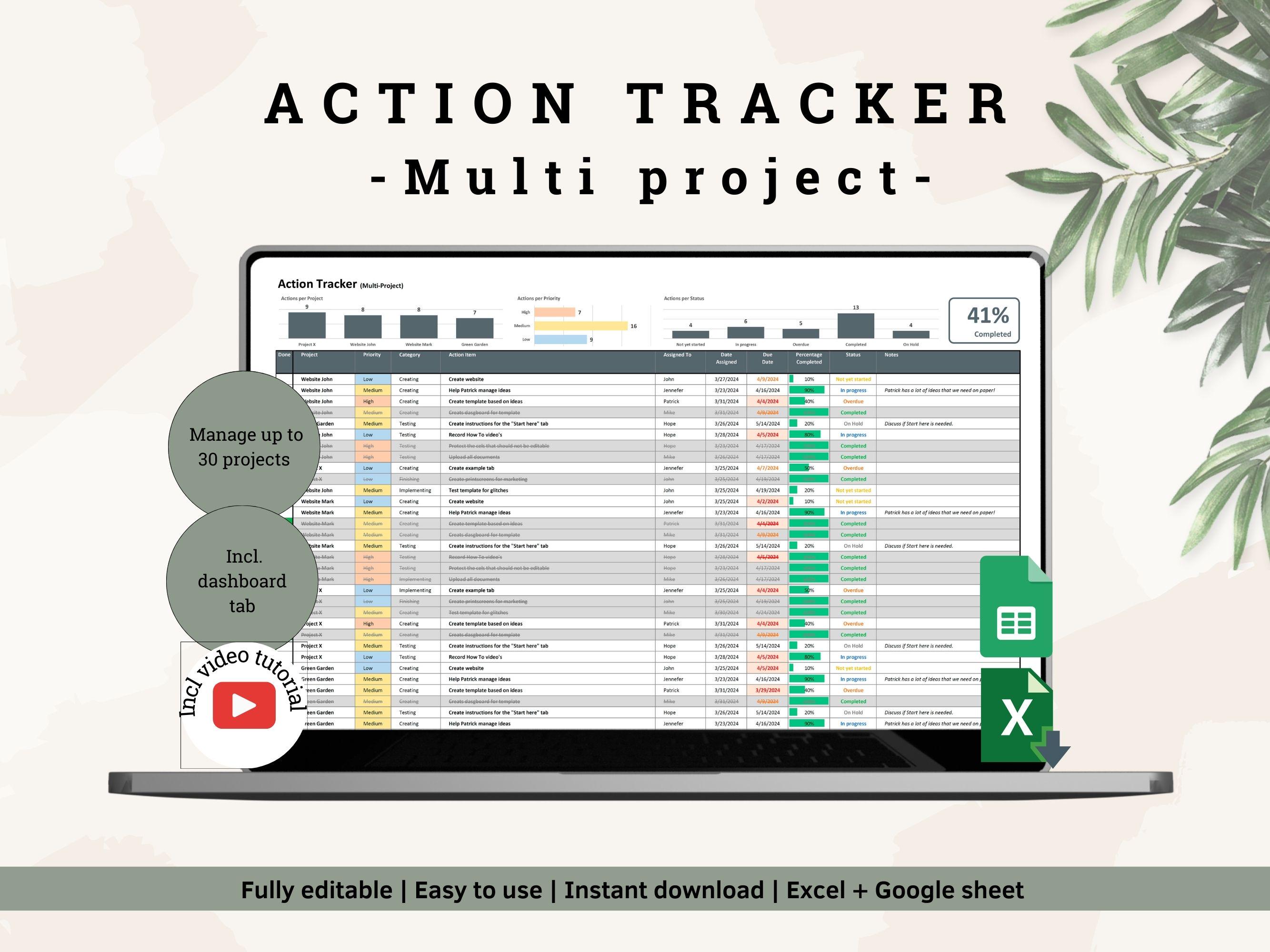 Multi Projects Action Tracker, Manage up to 30 Projects in 1 ...