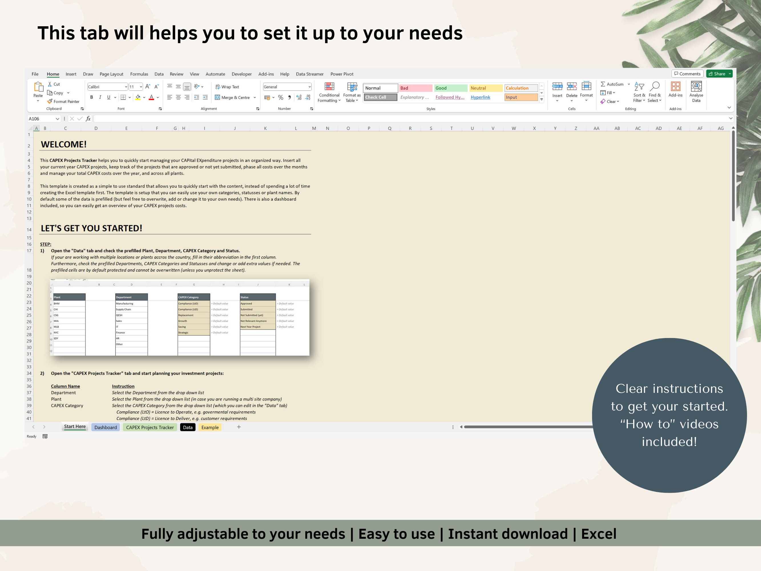 CAPEX Project Tracker: Business Excel Template (digital Download) - Etsy