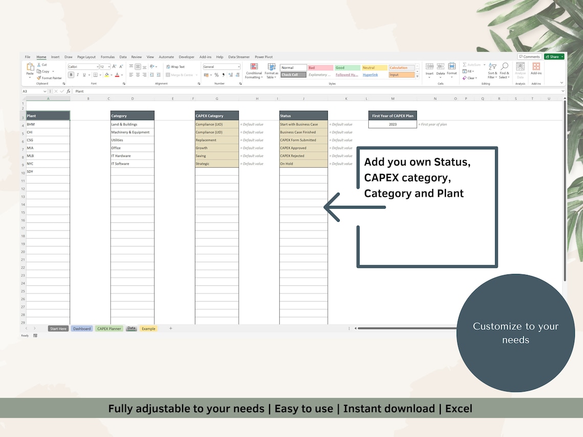 CAPEX Planner: 5-year Business Excel Template (capex Forecast) - Etsy