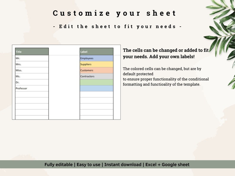 Business Contact List, Digital Address Book, Excel & Google Spreadsheet ...