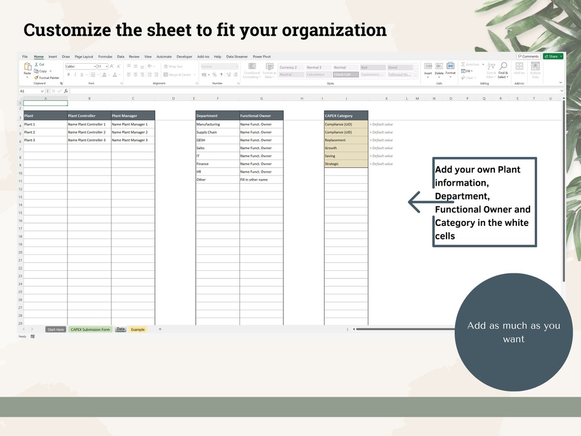 CAPEX Submission Form: Project Initiation Excel Template - Etsy