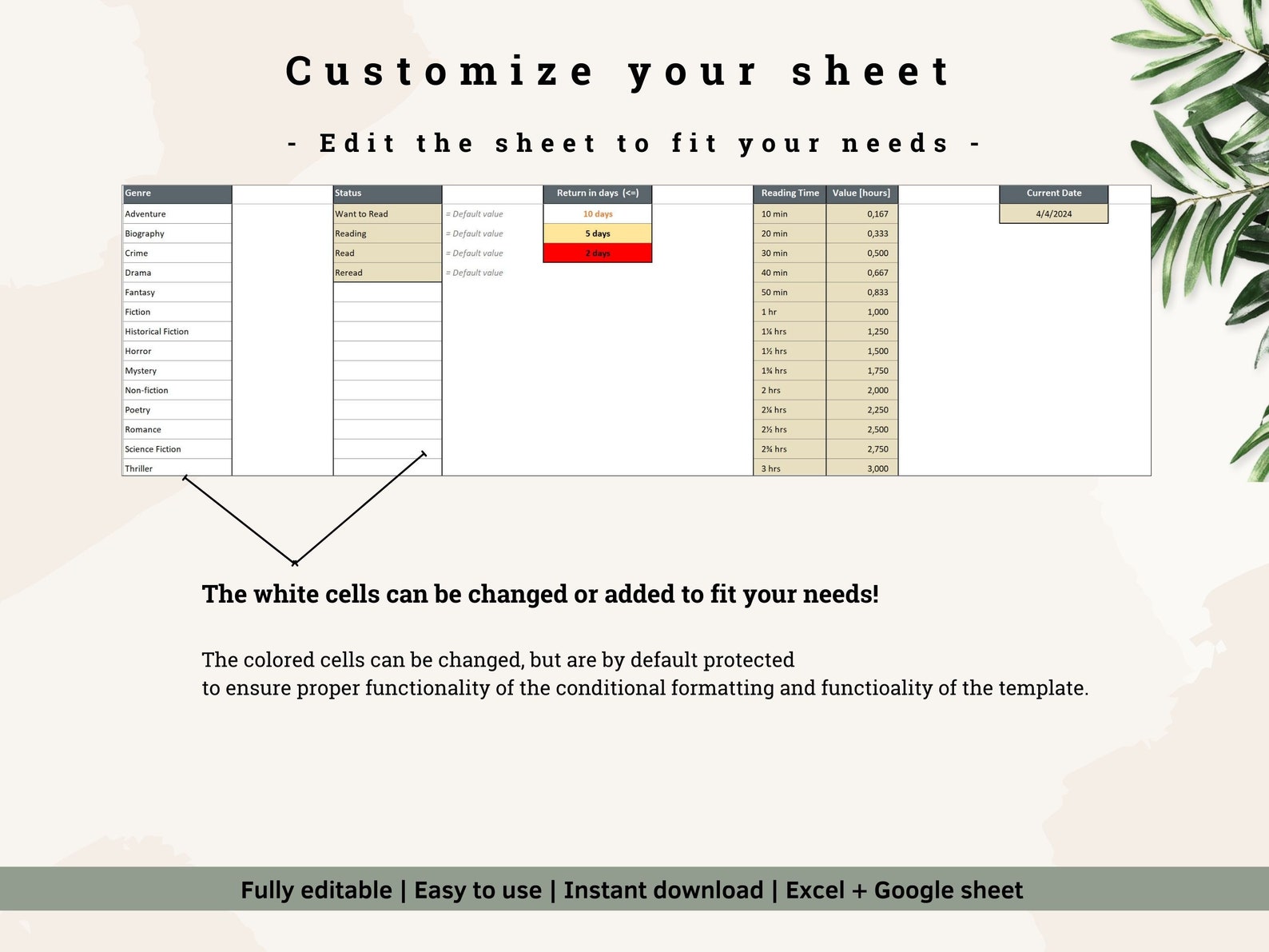 Book Tracker Reading Tracker Organize Your Digital Bookcase Excel ...