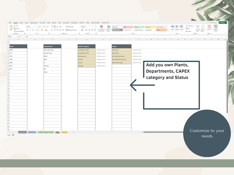 CAPEX Project Tracker: Business Excel Template (digital Download) - Etsy