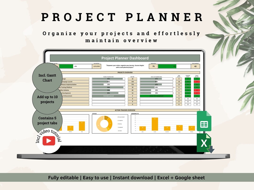Project Planner Your Project Tracker Spreadsheet: Excel & Google Sheets ...