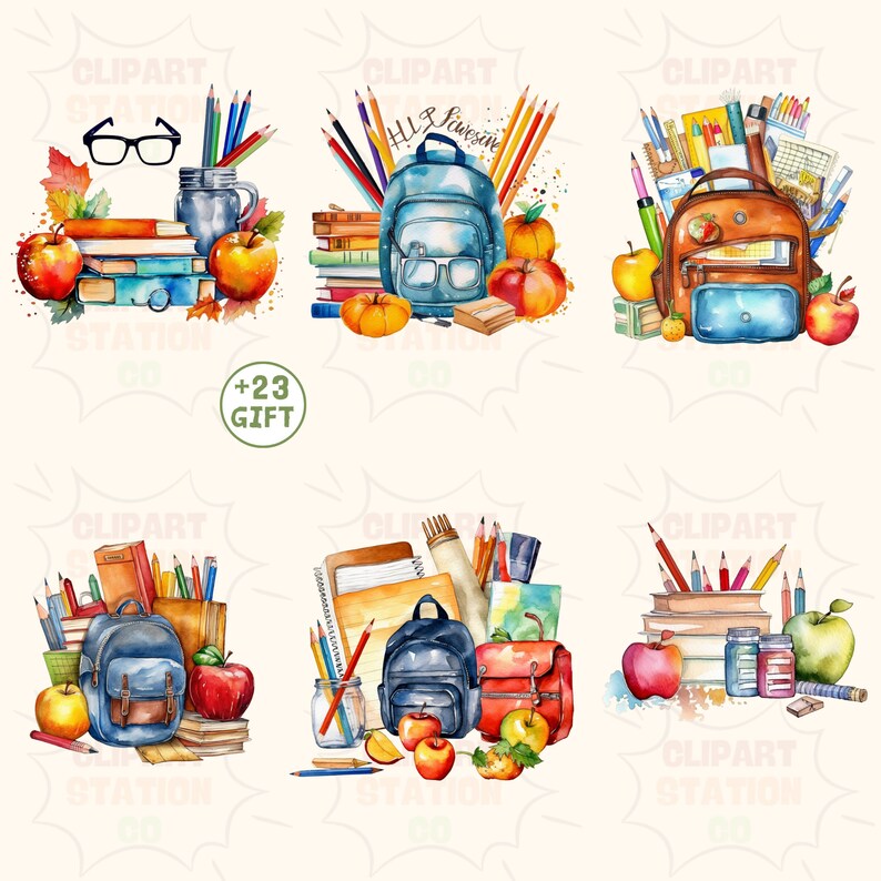 Back to School Clipart, School Clipart Set, School Supplies Clipart Set ...
