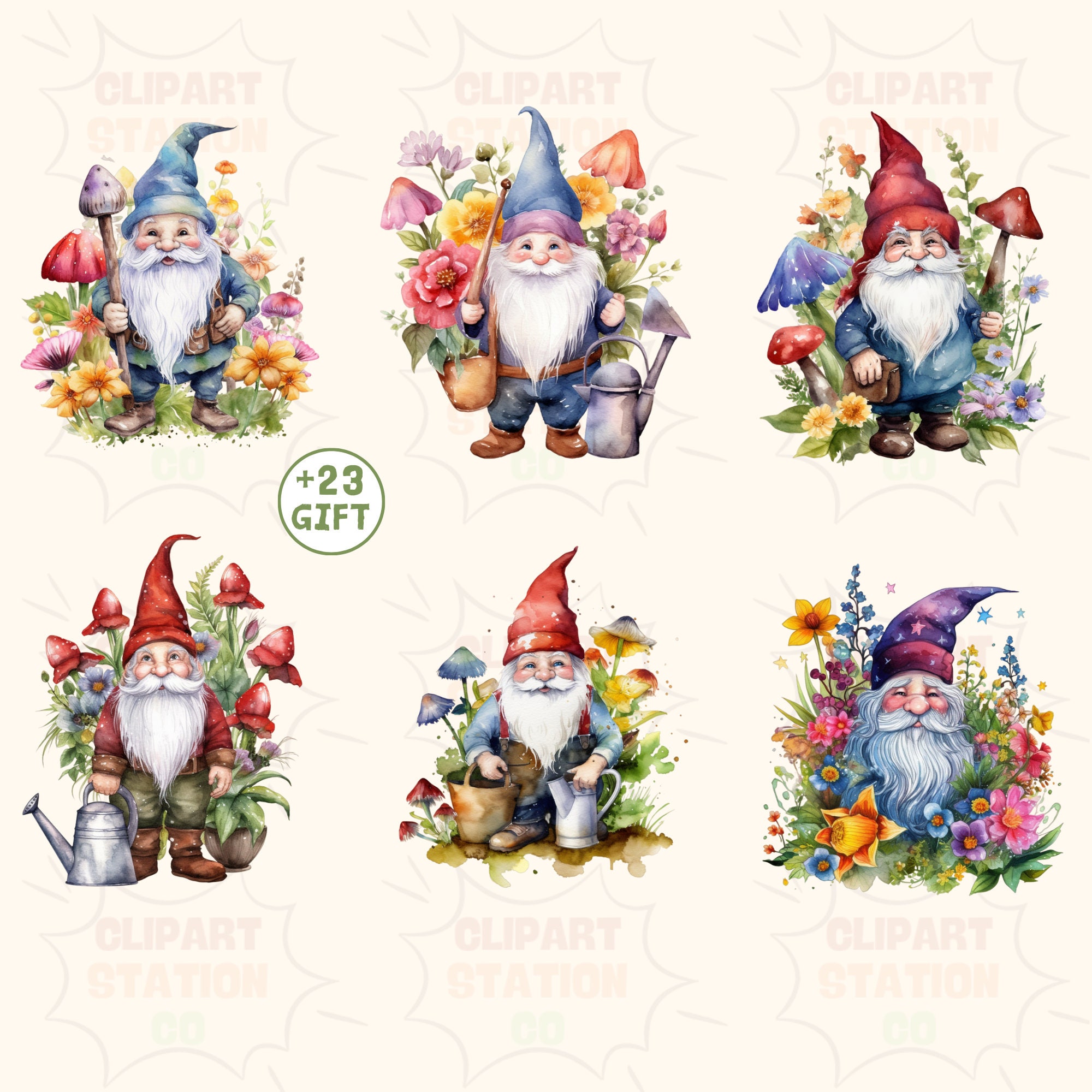Gnomes Watercolor Clipart Bundle, Magical Enchanting Fairytale ...