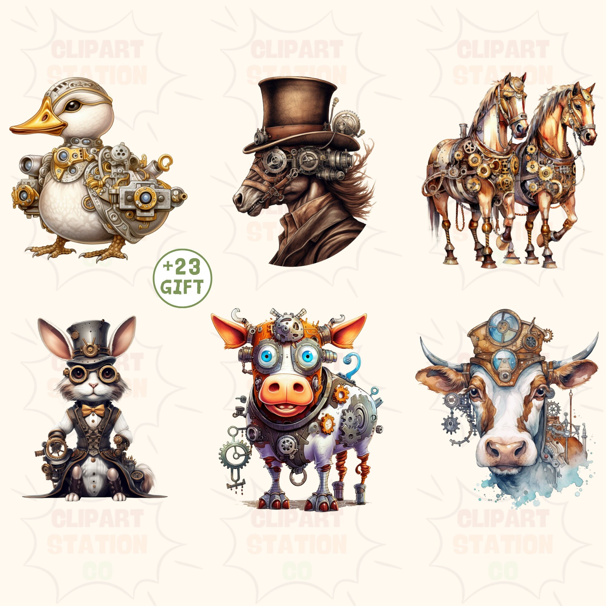 Farm Animals Steampunk Steampunk Farm Barn Clipart Bundle - Etsy