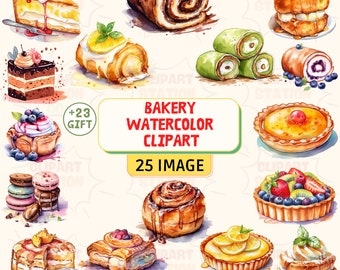 Bread and Bakery Watercolor Clipart Bake Donut Cookie - Etsy
