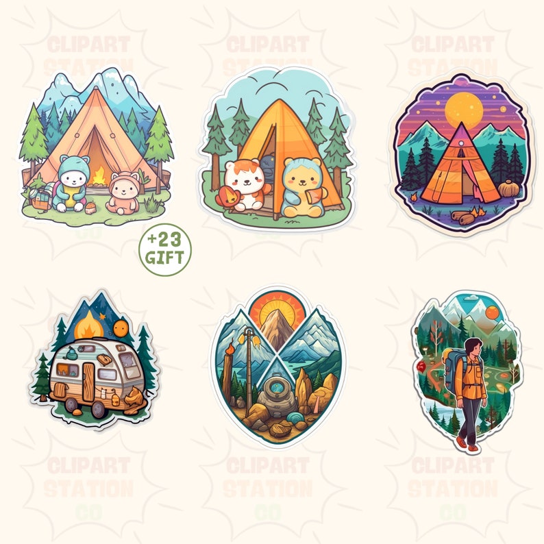 Kawaii Camping Clipart, Kawaii Camping Clip Art Set, Kawaii Clipart ...